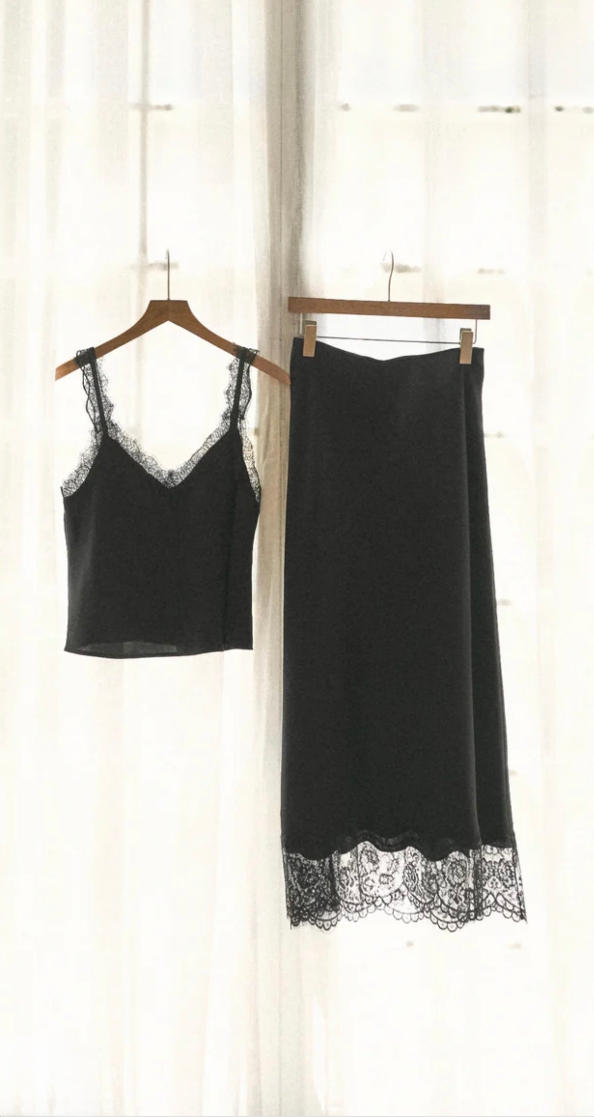 CINDER LACE SATIN MIDI SKIRT